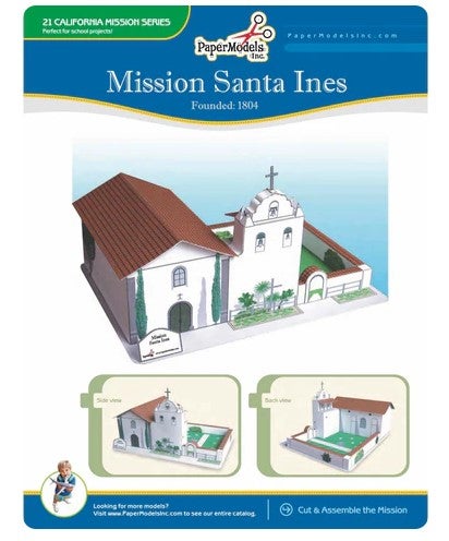 California Mission Santa Ines - Paper Model Project Kit | Teaching Aids ...