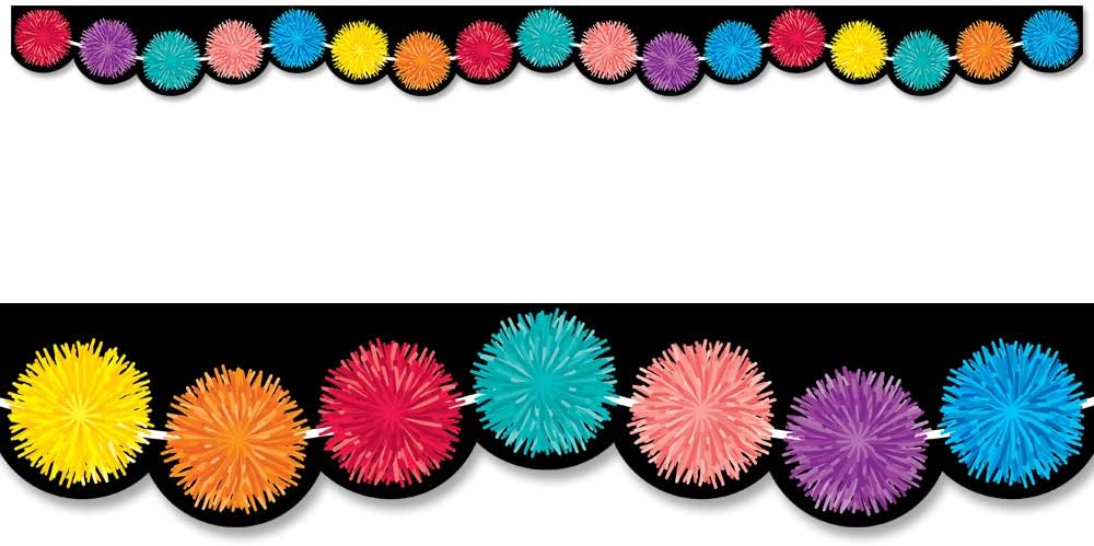 CTP10515: Pom Poms EZ Border for Classroom Bulletin Board Border for ...