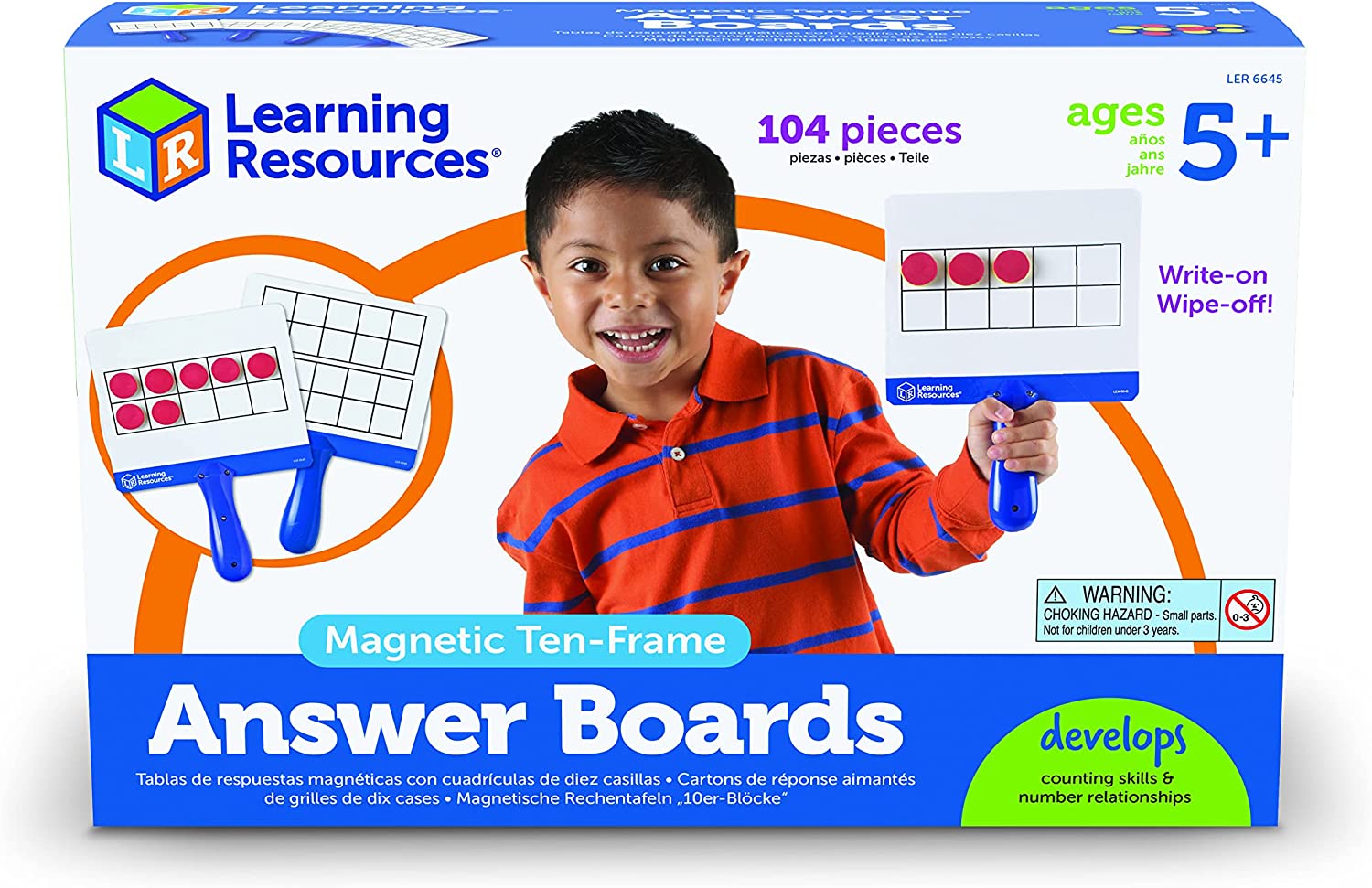 LER6645: Write-on/wipe-off Magnetic Ten Frame Answer Boards | Teaching ...