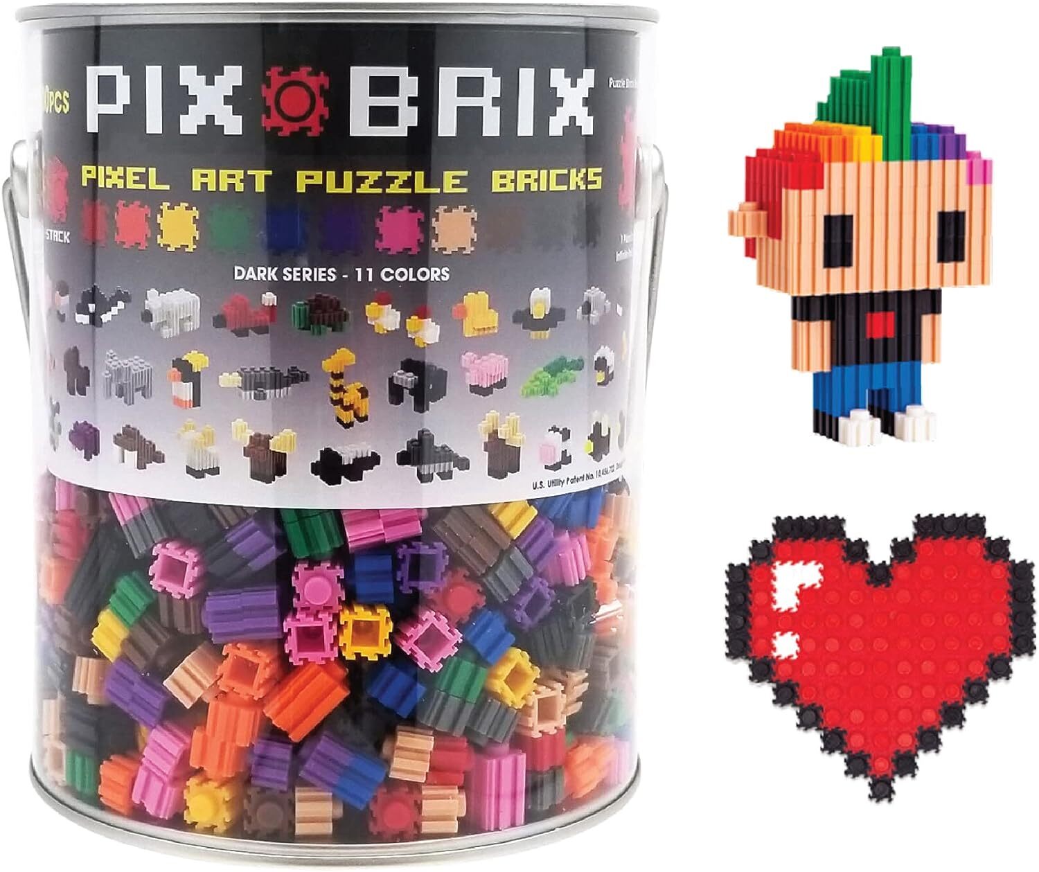 Pix Brix Pixel Art Puzzle Bricks Bucket – 1,500 Piece Pixel Art Kit ...